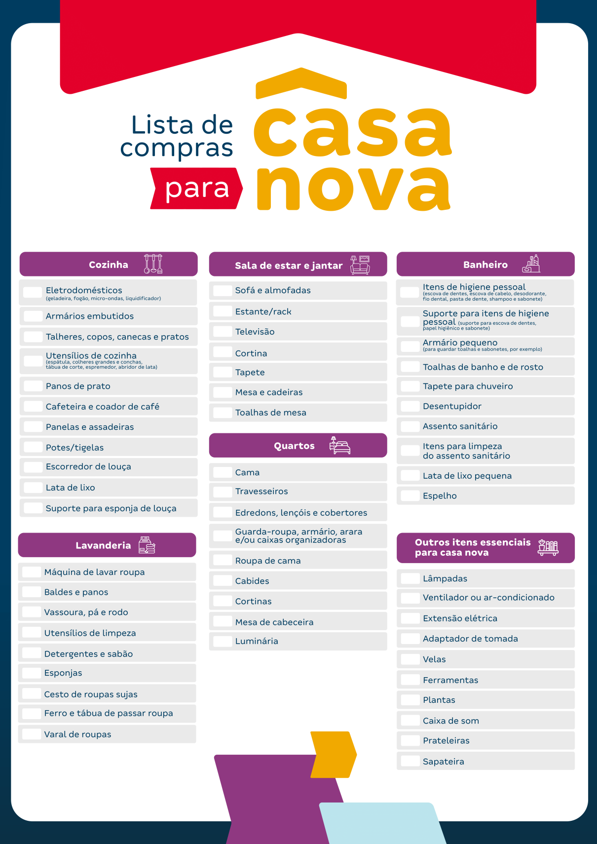 Lista de compras para casa nova: veja como organizar